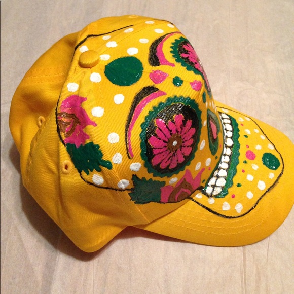 Art By Lee | Accessories | Custom Hand Painted Sugar Skull Cap | Poshmark